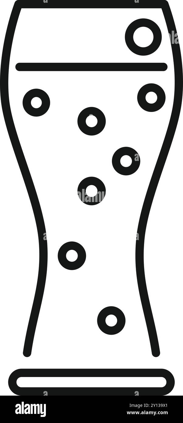 Simple line drawing of a tall glass with liquid and bubbles rising to ...