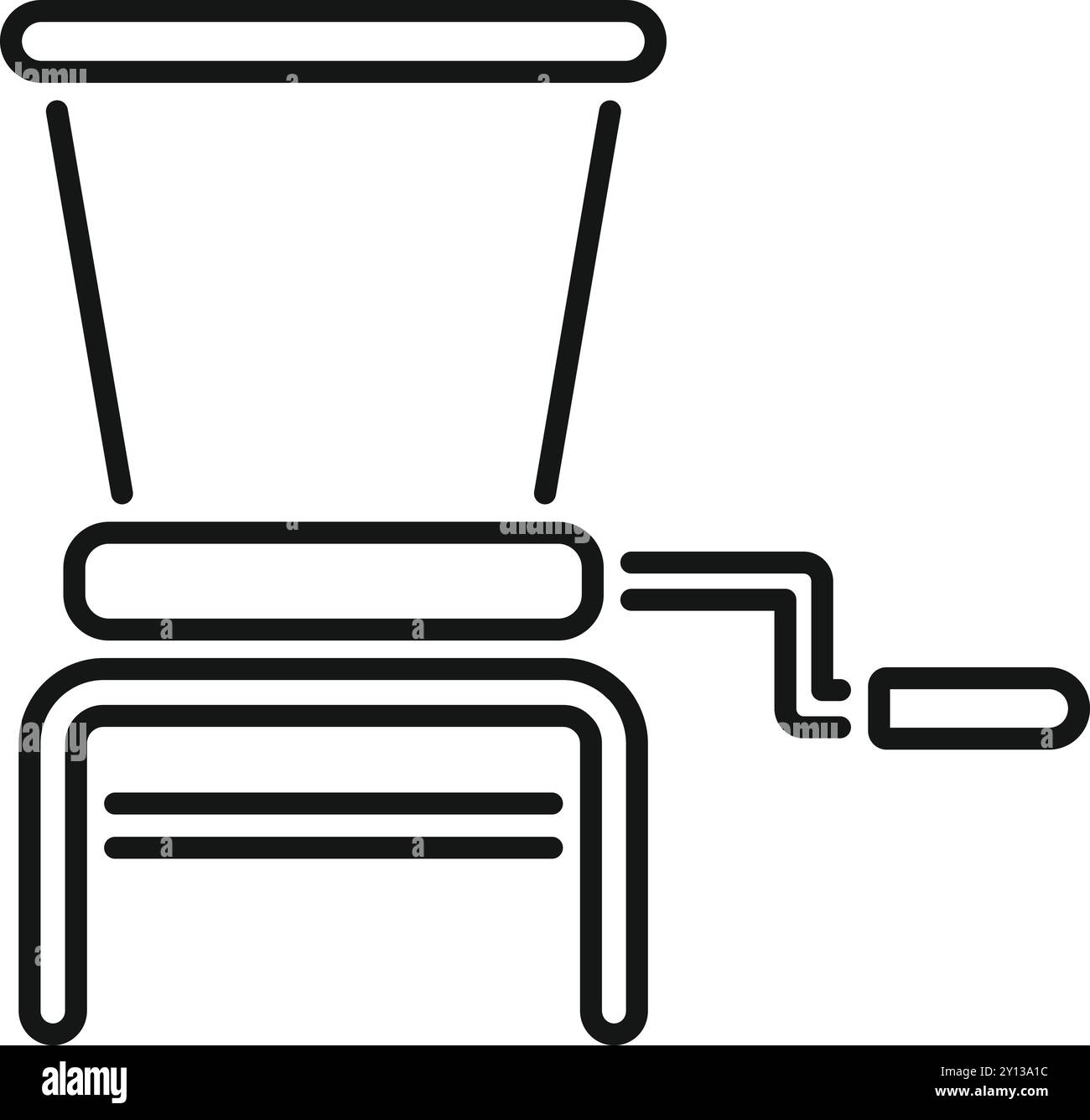 Simple vector illustration of a manual meat grinder machine with handle ...
