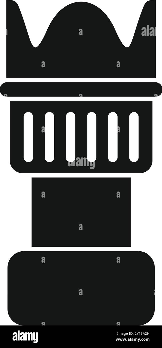 Simple black chess rook piece silhouette icon representing strategy ...