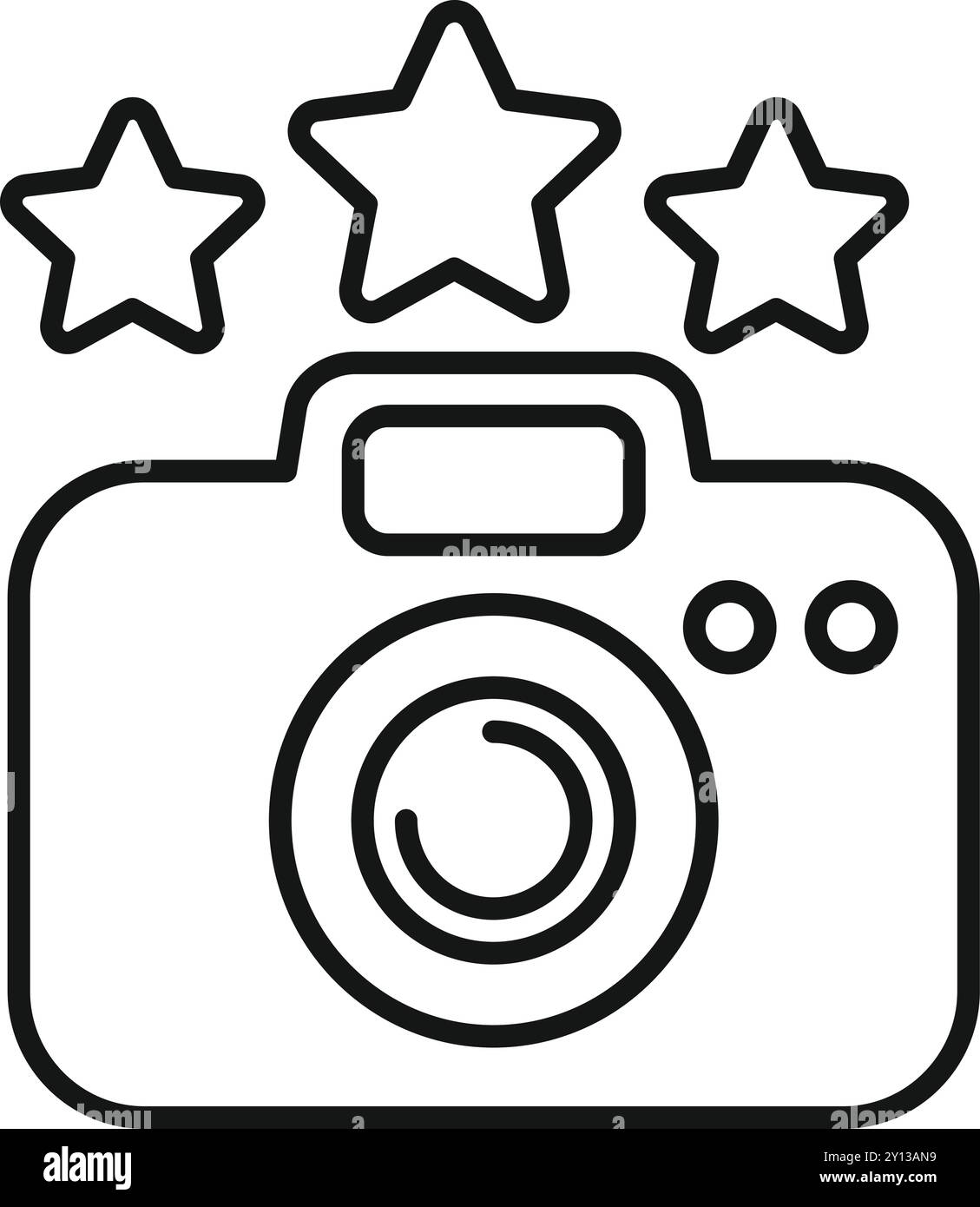 Line art vector of a camera getting a five stars rating, representing ...