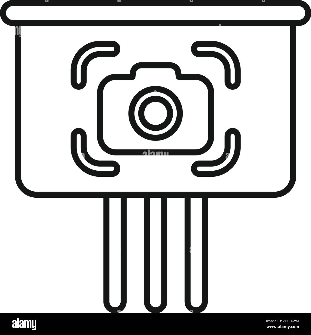 Camera sensor chip focusing icon in outline style illustrating image ...