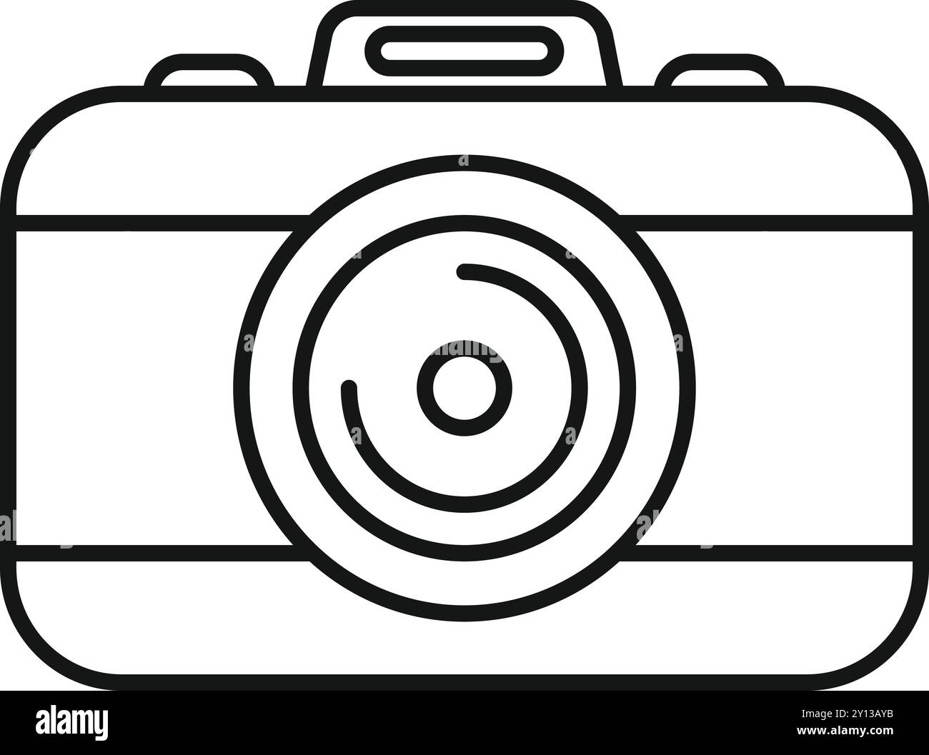 Simple line art illustration of a camera, representing photography and ...