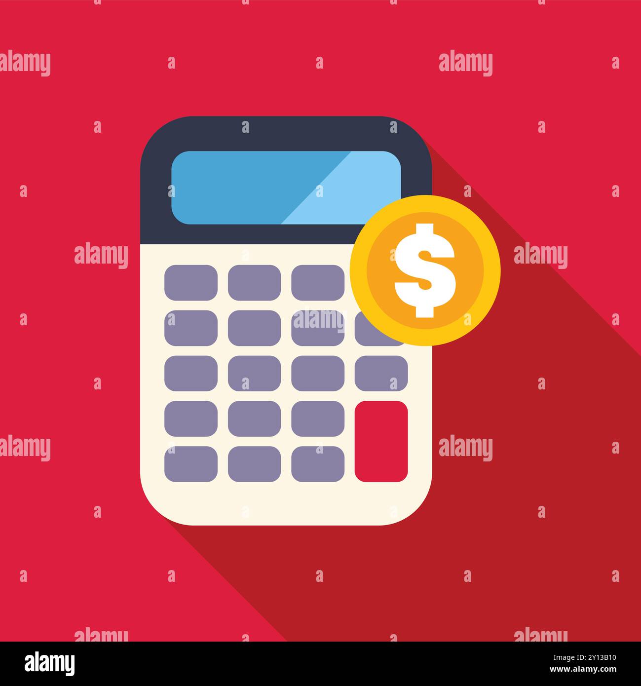 Calculator displaying financial data and coin with dollar sign showing ...