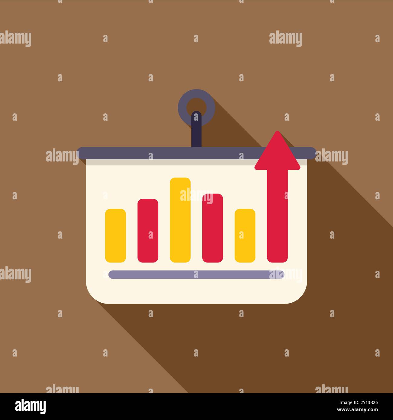 Flip chart is showing positive growth with a bar chart and a red arrow ...
