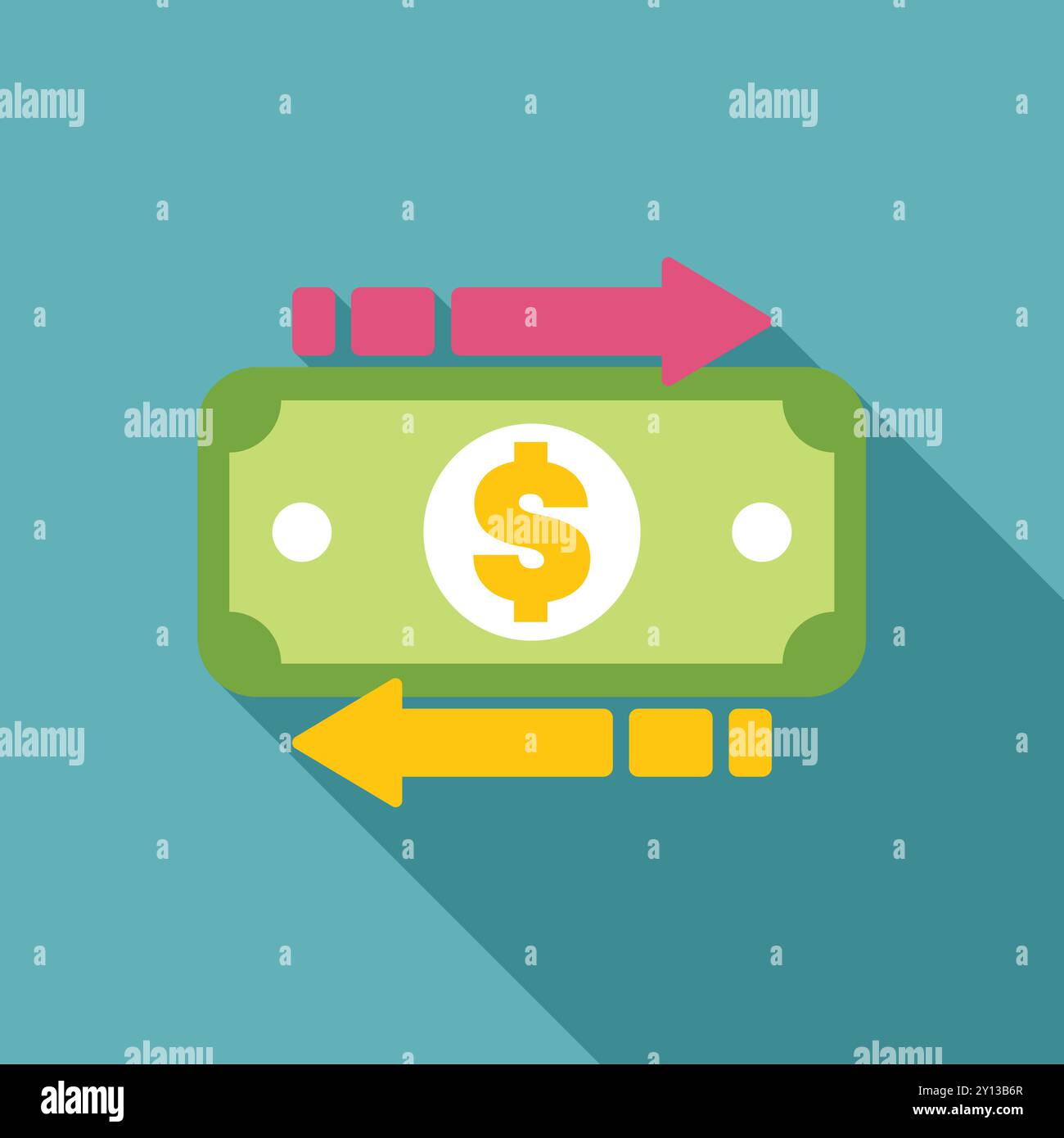 Banknote with arrows pointing in opposite directions representing the ...