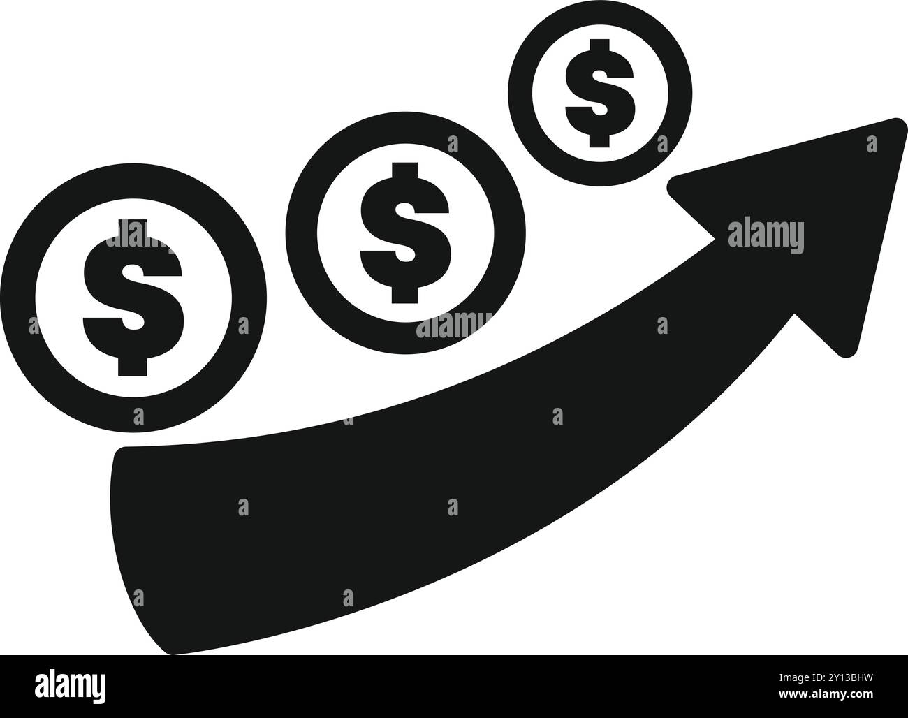 Black and white icon of a rising arrow illustrating an increasing ...