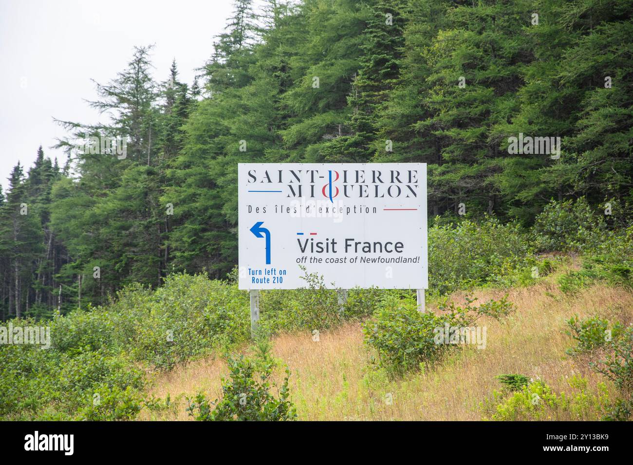 St. Pierre & Miquelon visit France sign at the turn off in Goobies ...