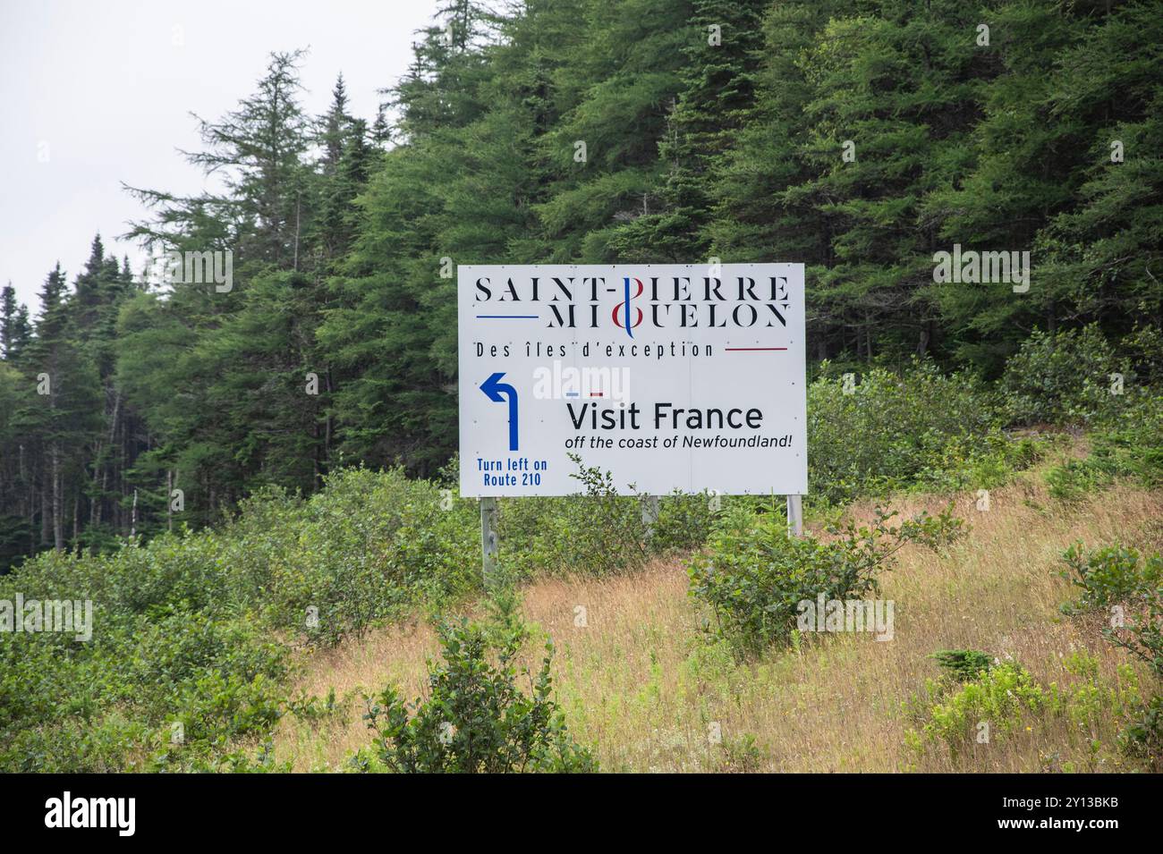 St. Pierre & Miquelon visit France sign at the turn off in Goobies ...