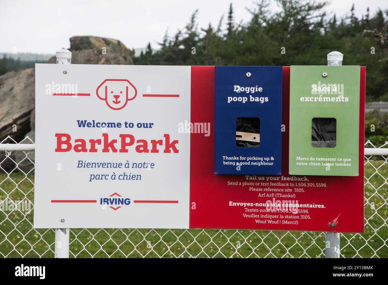 Welcome to our bark park sign at Irving Oil Big Stop in Goobies ...