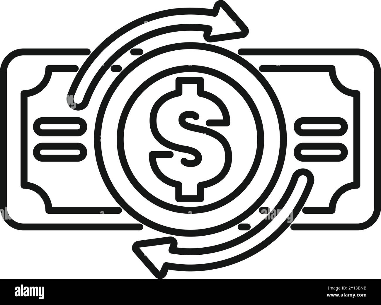 Linear icon of money turnover, illustrating the concept of cash flow ...
