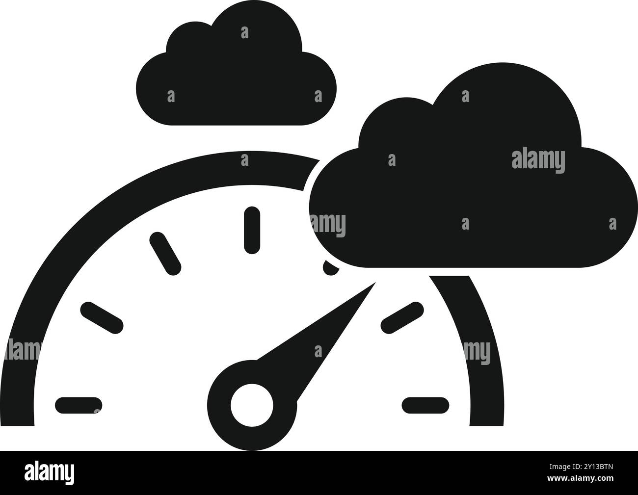 Black and white vector icon of a speedometer with its needle reaching ...