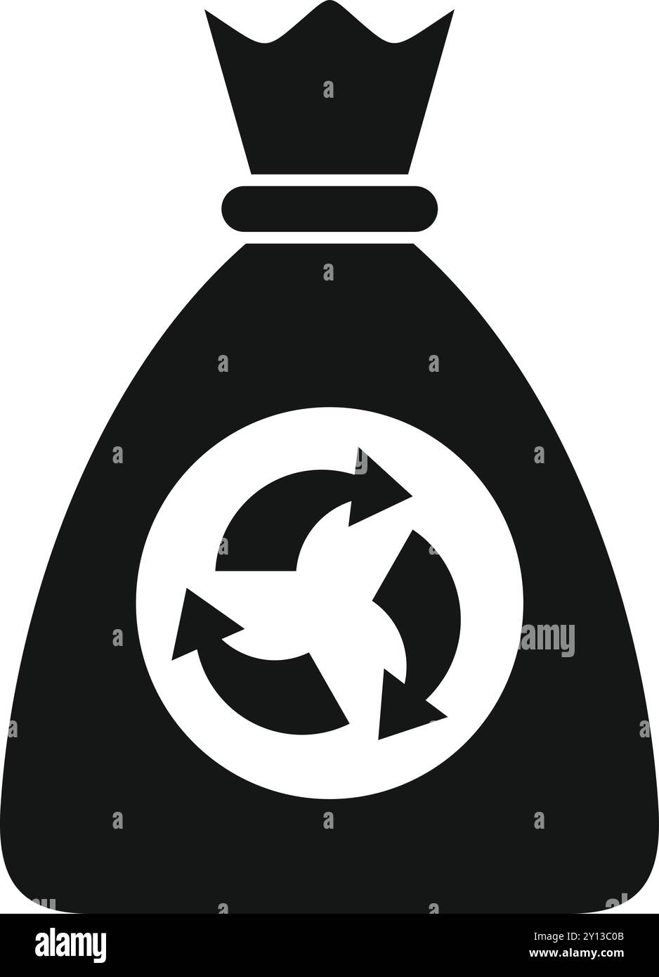 Black recycle trash bag icon with three arrows forming a circle ...