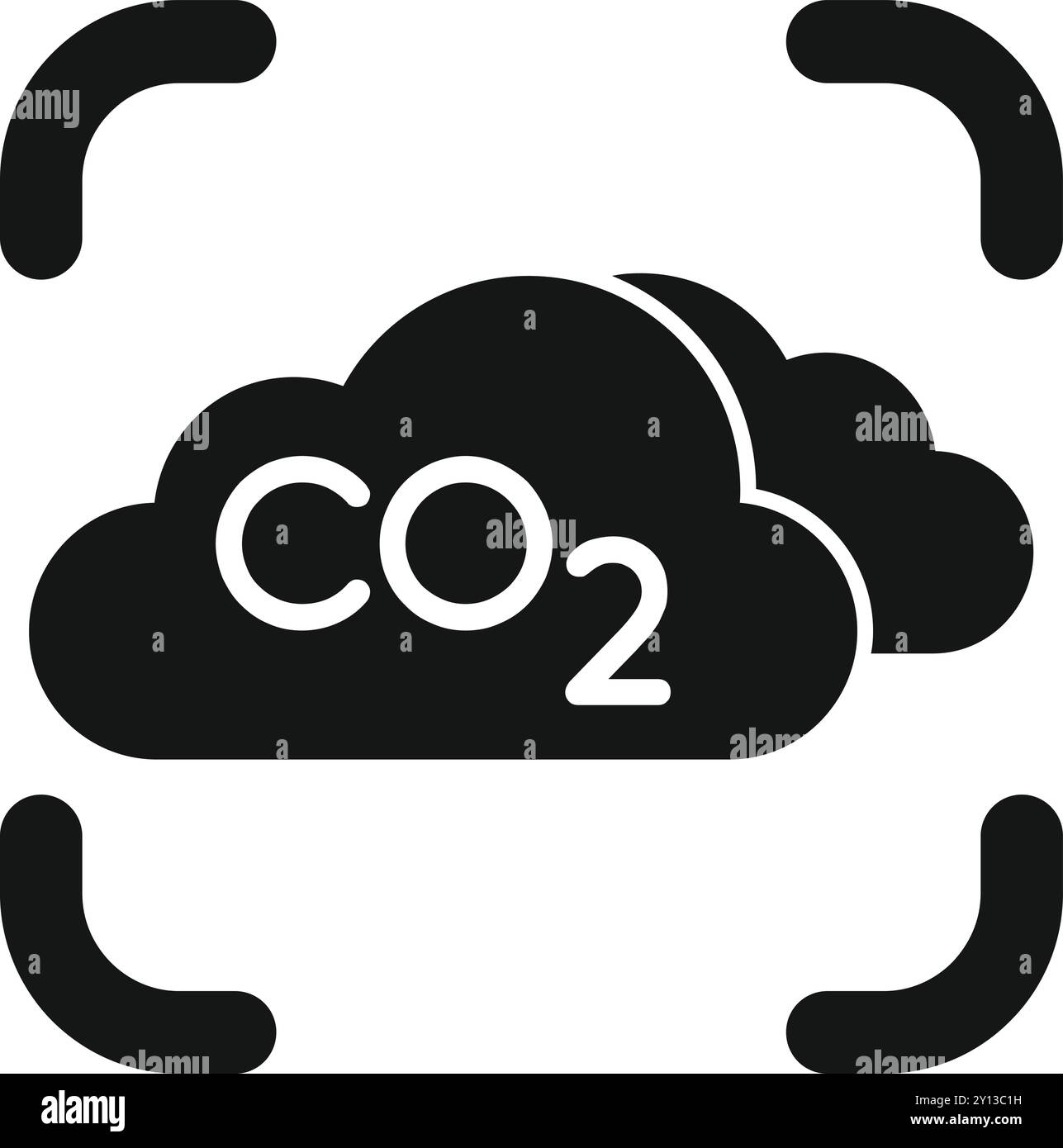 Black glyph icon for co2 emissions being scanned and measured for ...