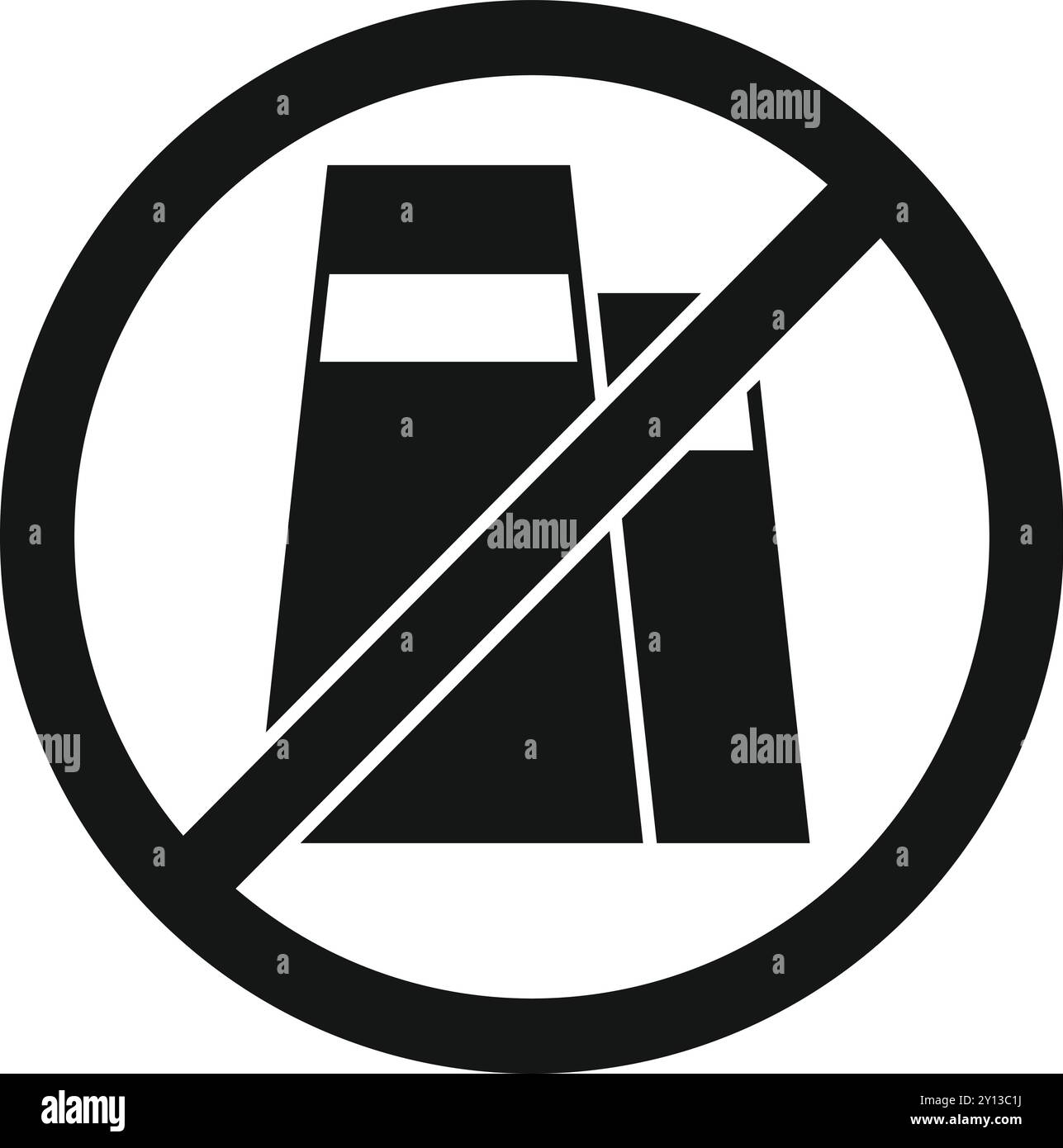 Simple vector illustration of a crossed out factory symbolizing ...