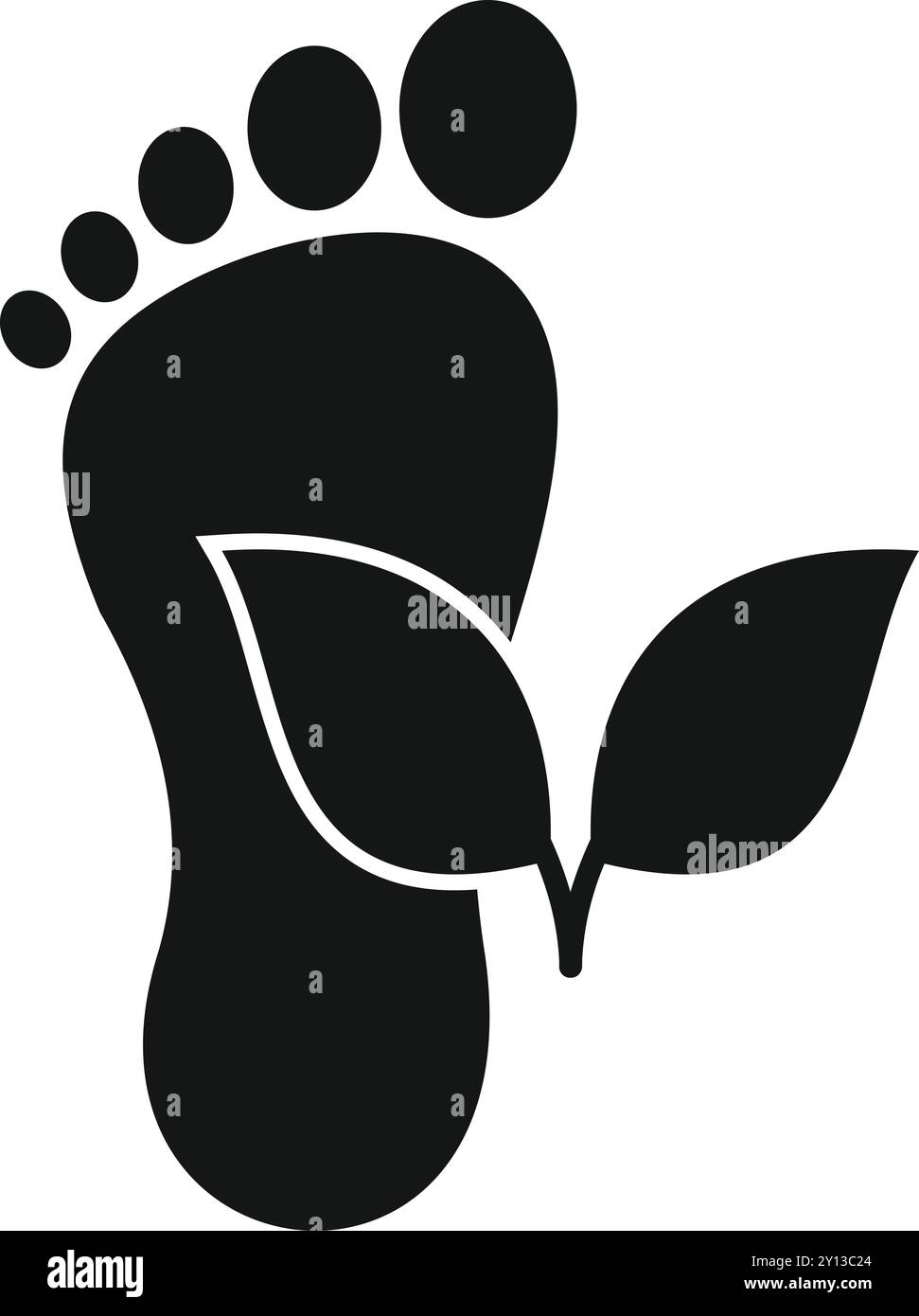 Black and white icon of a human footprint growing green leaves Stock ...