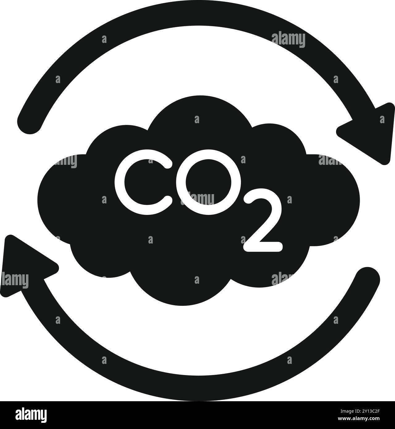 This icon represents a cloud computing system reducing co2 emissions ...