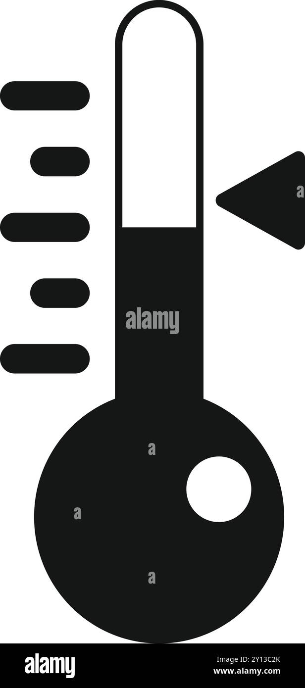 Simple vector icon of a thermometer with the mercury level decreasing ...