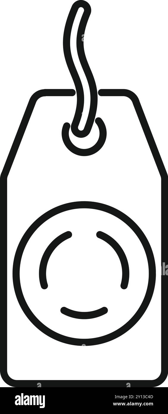 Line art icon of a socket outlet tag with a wire hanging from it ...