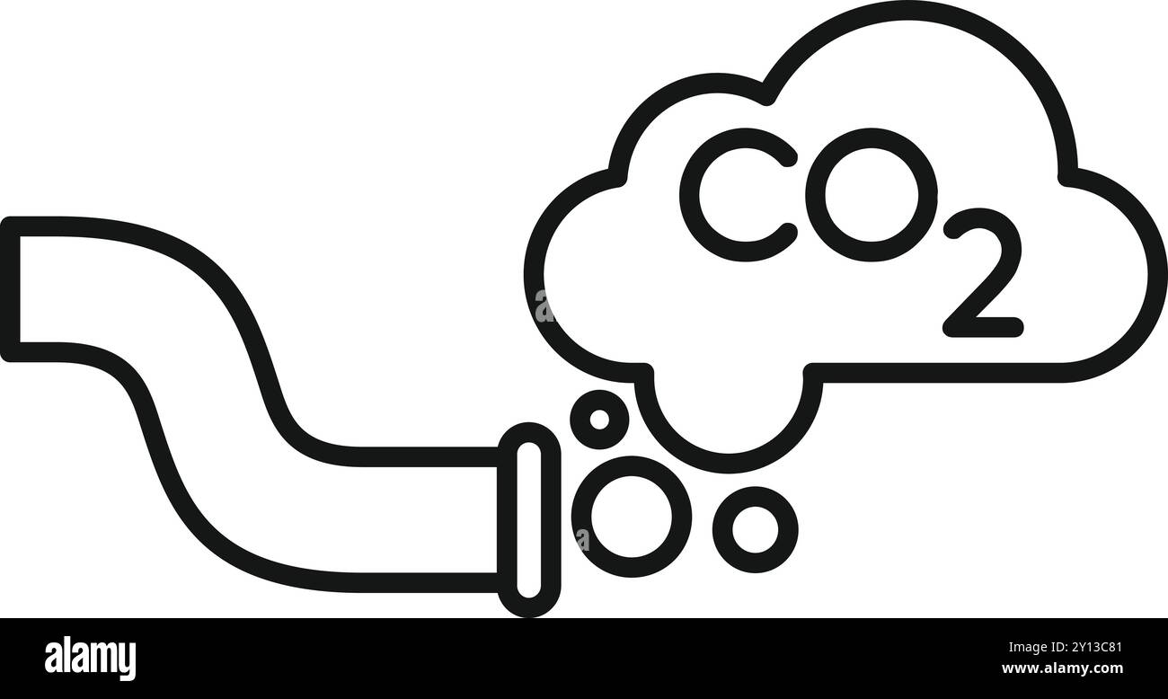 Simple outline factory pipe emitting carbon dioxide co2 pollution cloud ...