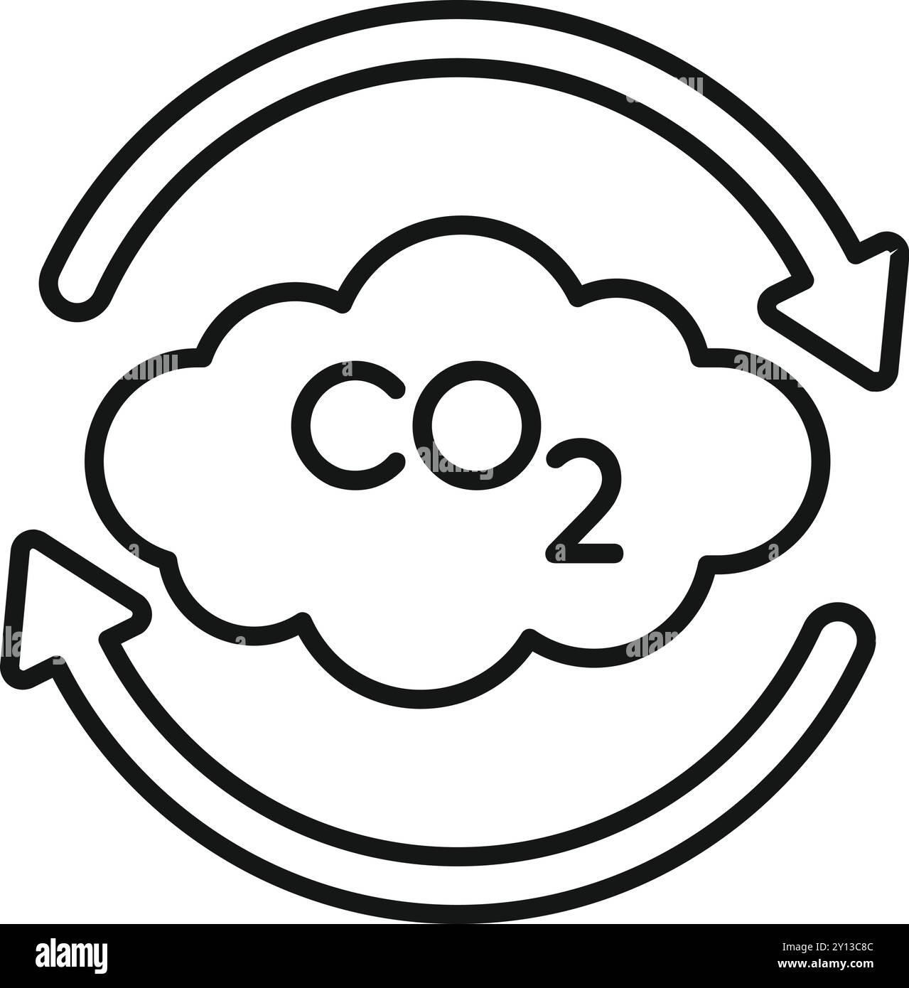 Line drawing of a cloud with the co2 symbol inside it, surrounded by ...