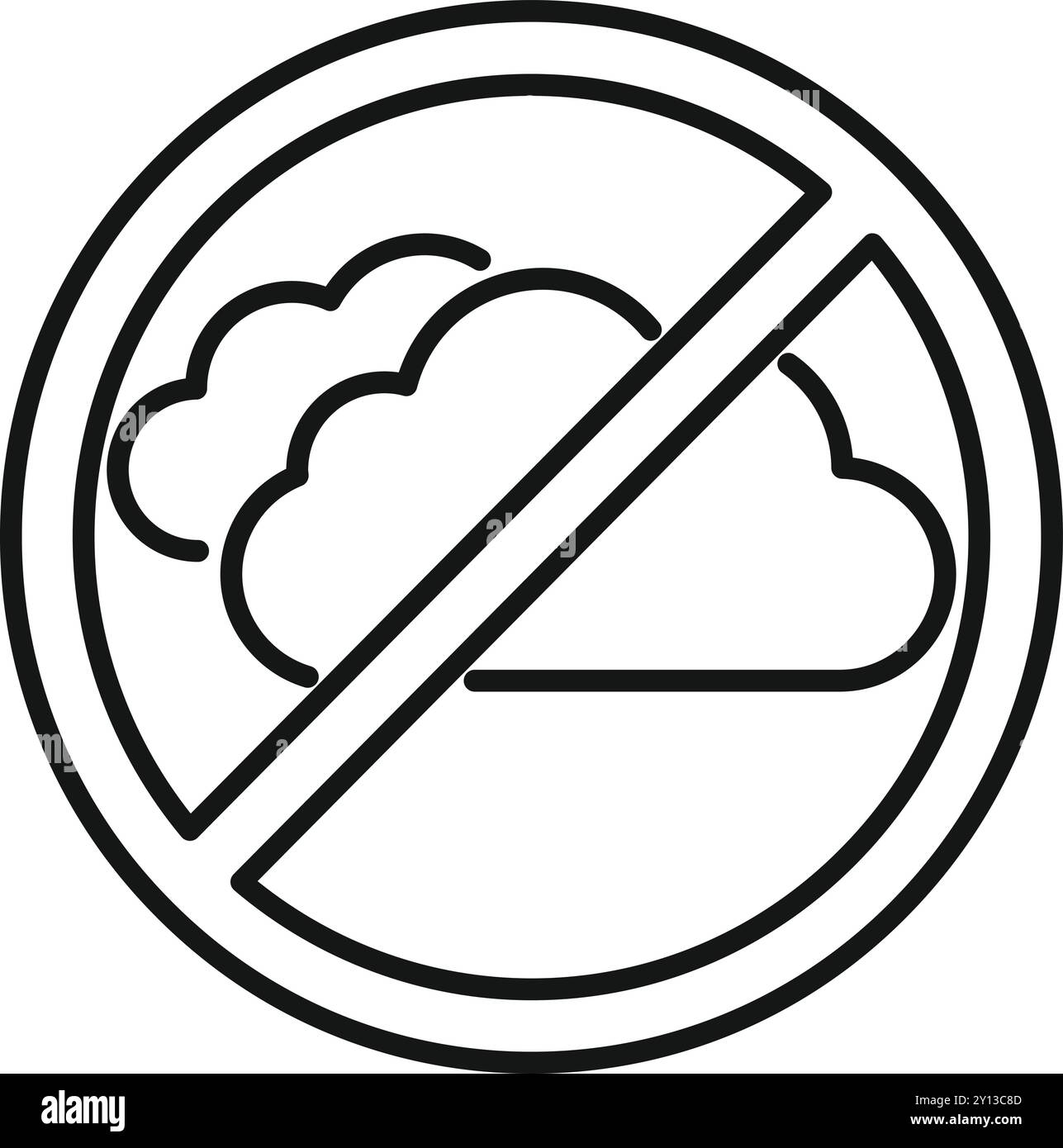 Simple vector showing a crossed out cloud, symbolizing no cloud ...