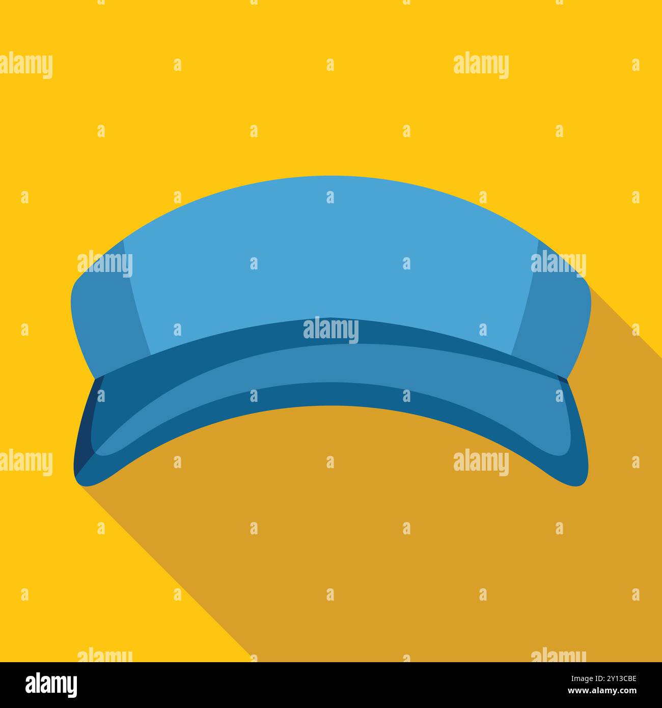 Blue baseball cap casting a long shadow on a yellow background, simple ...