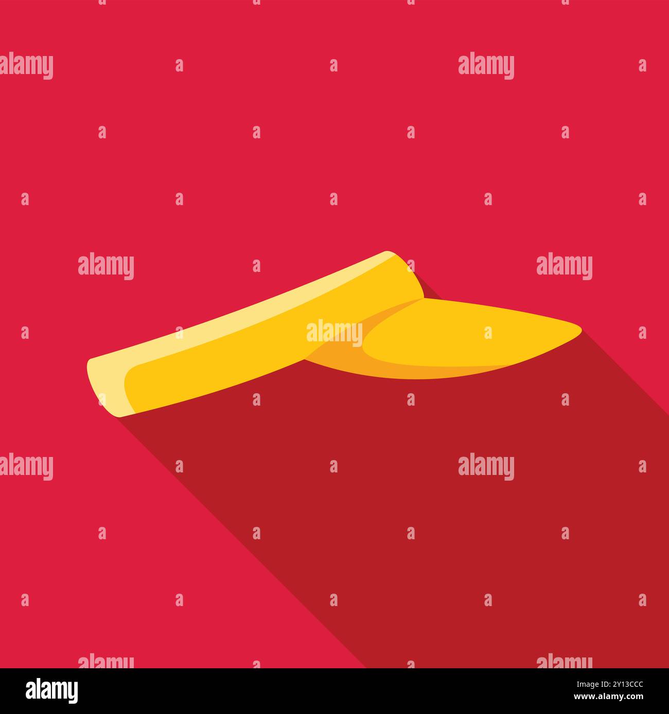 French fry forming the shape of a sun visor on a red background ...