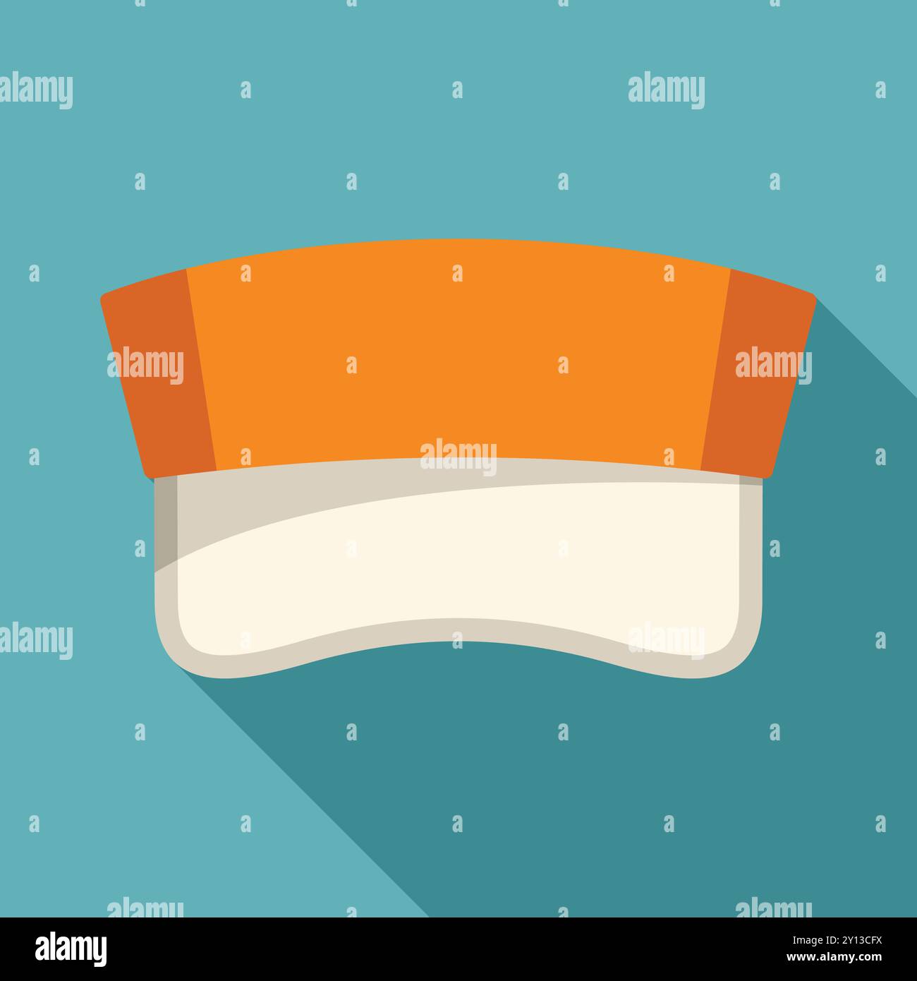 White sun visor with orange stripe presenting on blue background, visor ...