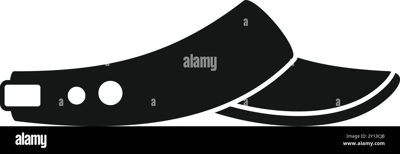 Black sun visor cap with adjustable clasp icon in simple style isolated ...