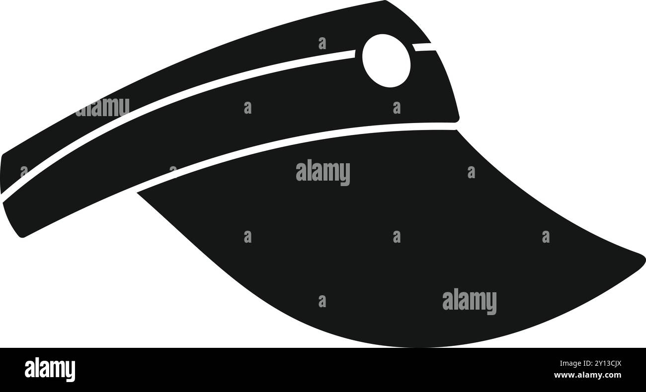 Black sun visor cap with button on top side view silhouette icon Stock ...