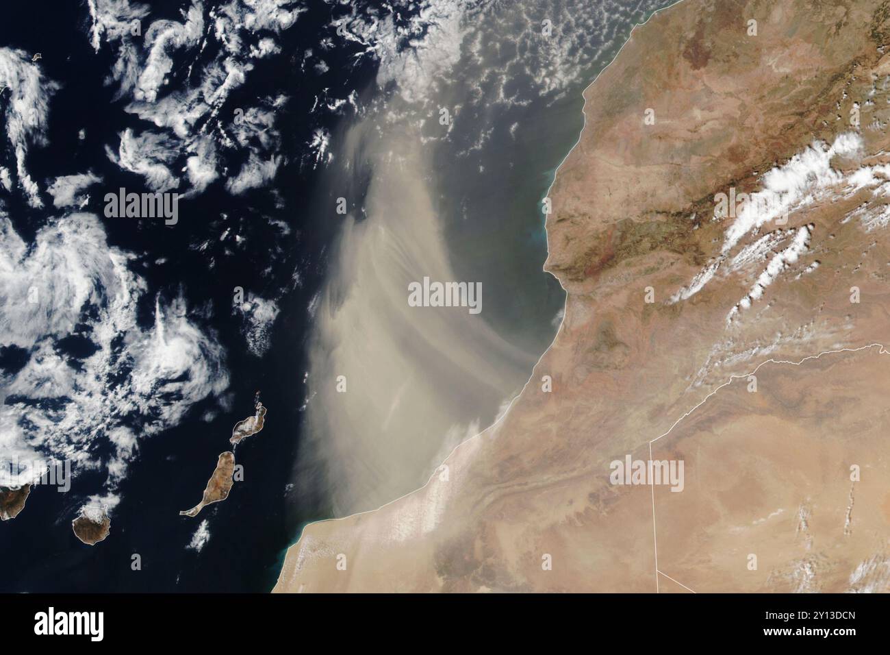 Morocco. 24th Aug, 2024. Dense bands of dust streamed offshore from ...