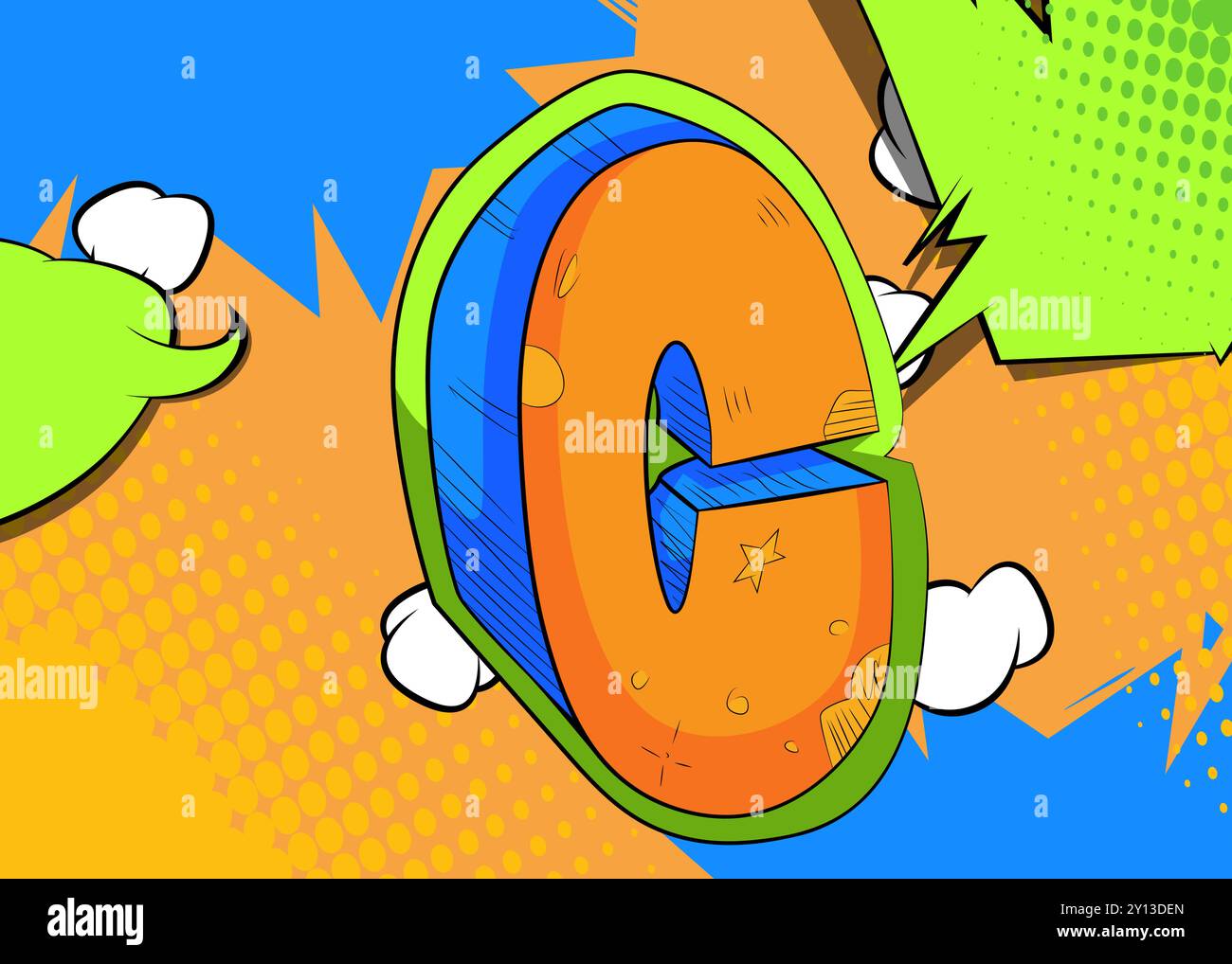 Cartoon Letter C, comic book Alphabet. Retro vector comics pop art design Stock Vector Image ...
