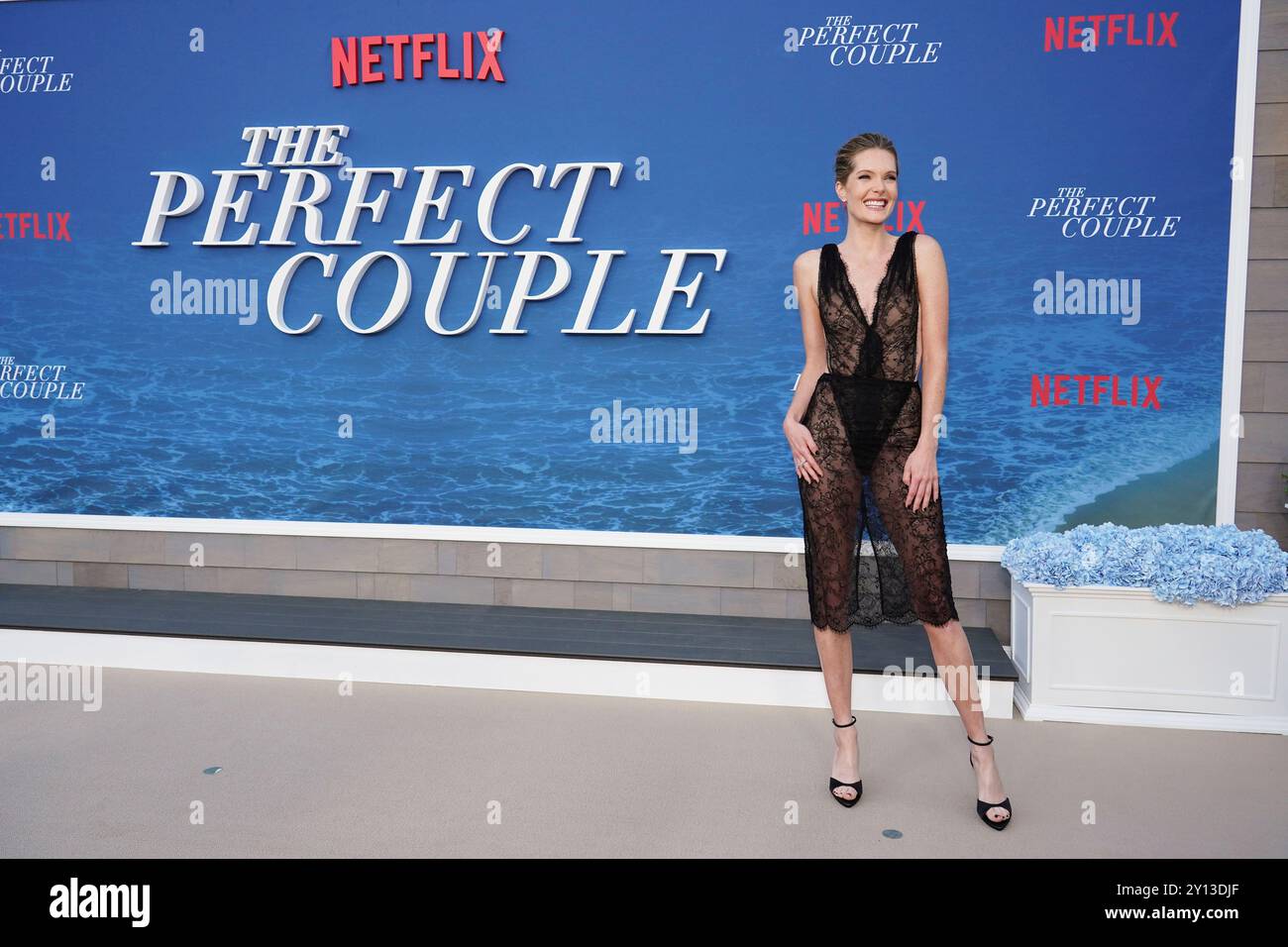 Meghann Fahy arrives at the premiere of "The Perfect Couple" on ...