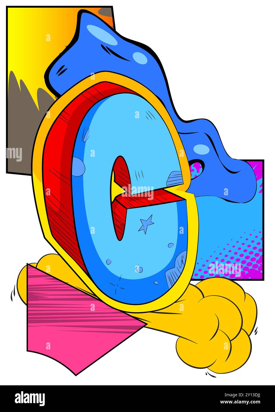 Cartoon Letter C, comic book Alphabet. Retro vector comics pop art ...