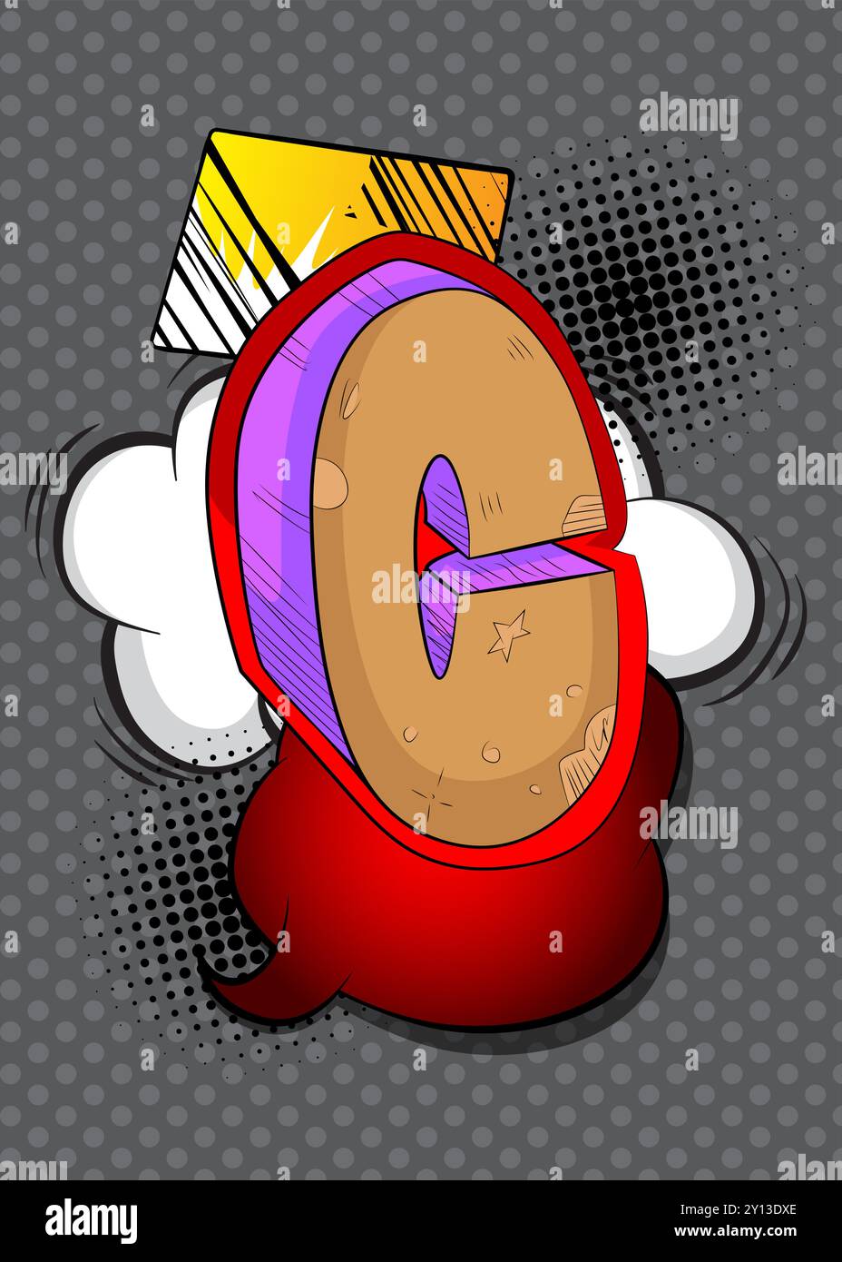 Cartoon Letter C, comic book Alphabet. Retro vector comics pop art ...