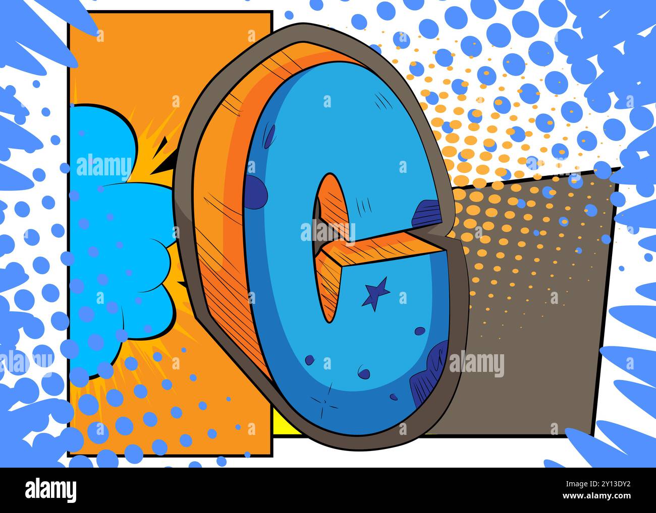 Cartoon Letter C, comic book Alphabet. Retro vector comics pop art ...