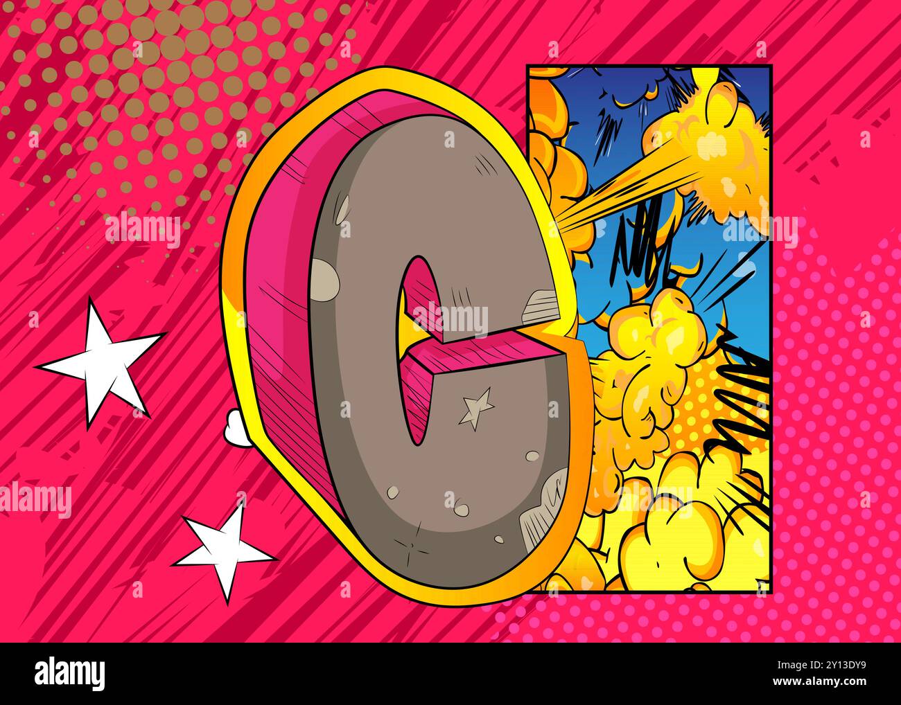 Cartoon Letter C, comic book Alphabet. Retro vector comics pop art ...