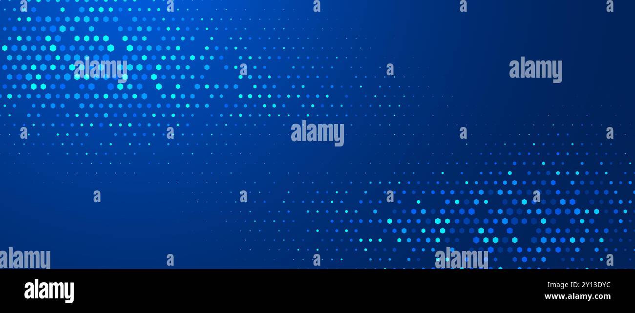 Glowing blue hexagon texture. Abstract hexagonal grid gradient ...