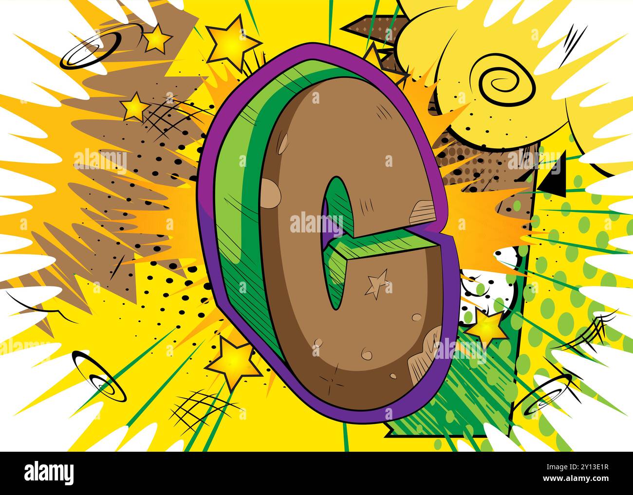 Cartoon Letter C, comic book Alphabet. Retro vector comics pop art ...