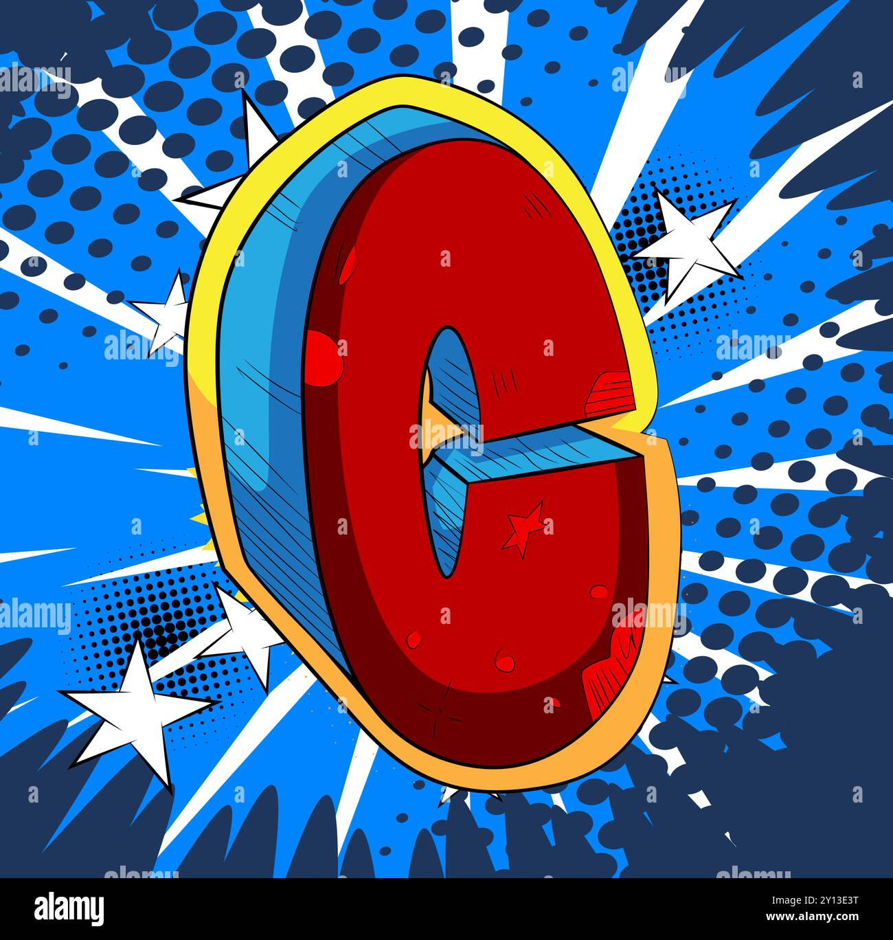 Cartoon Letter C, comic book Alphabet. Retro vector comics pop art ...