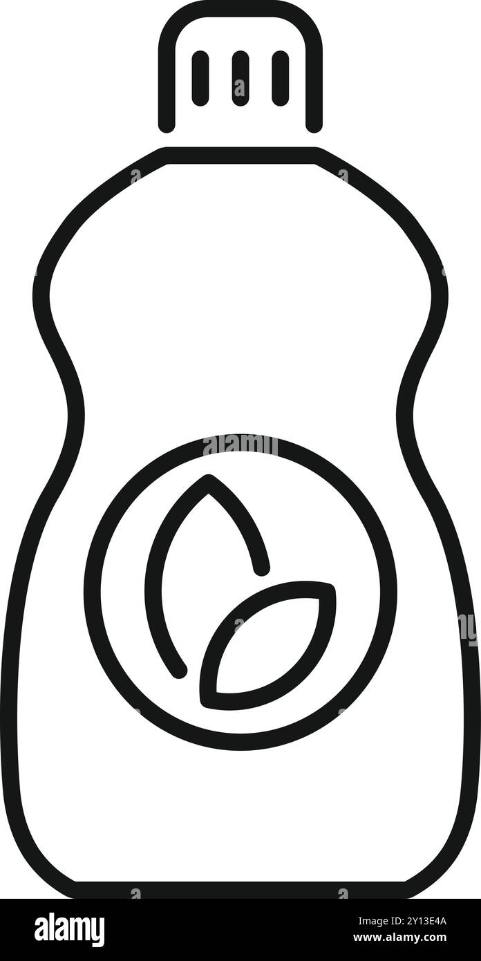 Eco friendly cleaning product bottle line icon, biodegradable wash ...
