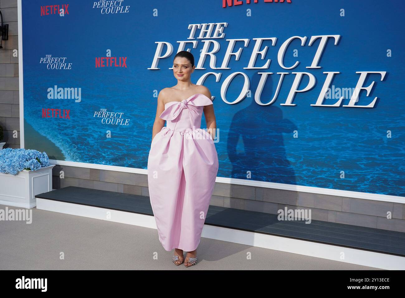Eve Hewson arrives at the premiere of "The Perfect Couple" on Wednesday ...