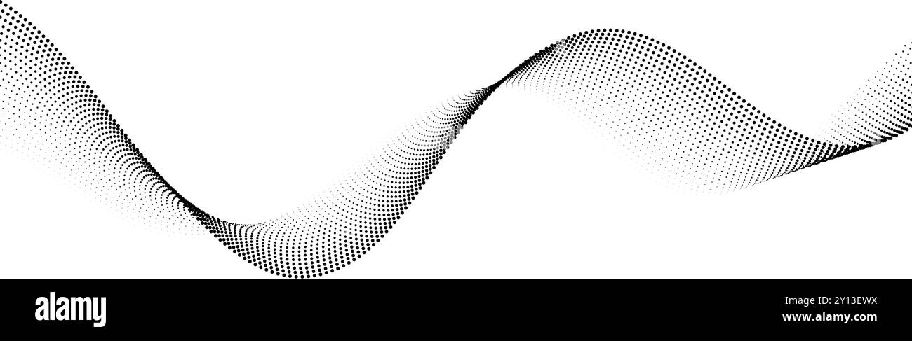 Dotted wavy line pattern. Black halftone undulate background. Abstract ...