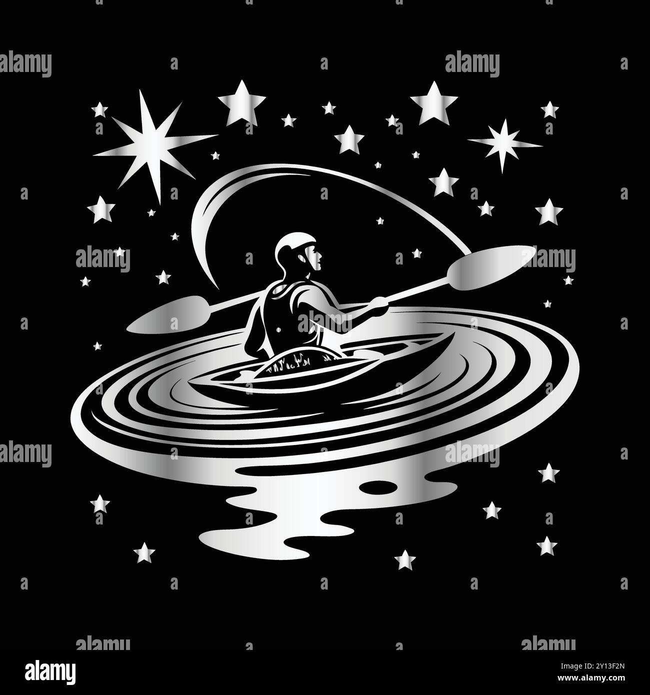 Adventure kayaking logo design. kayak on the lake, mountains silhouette ...