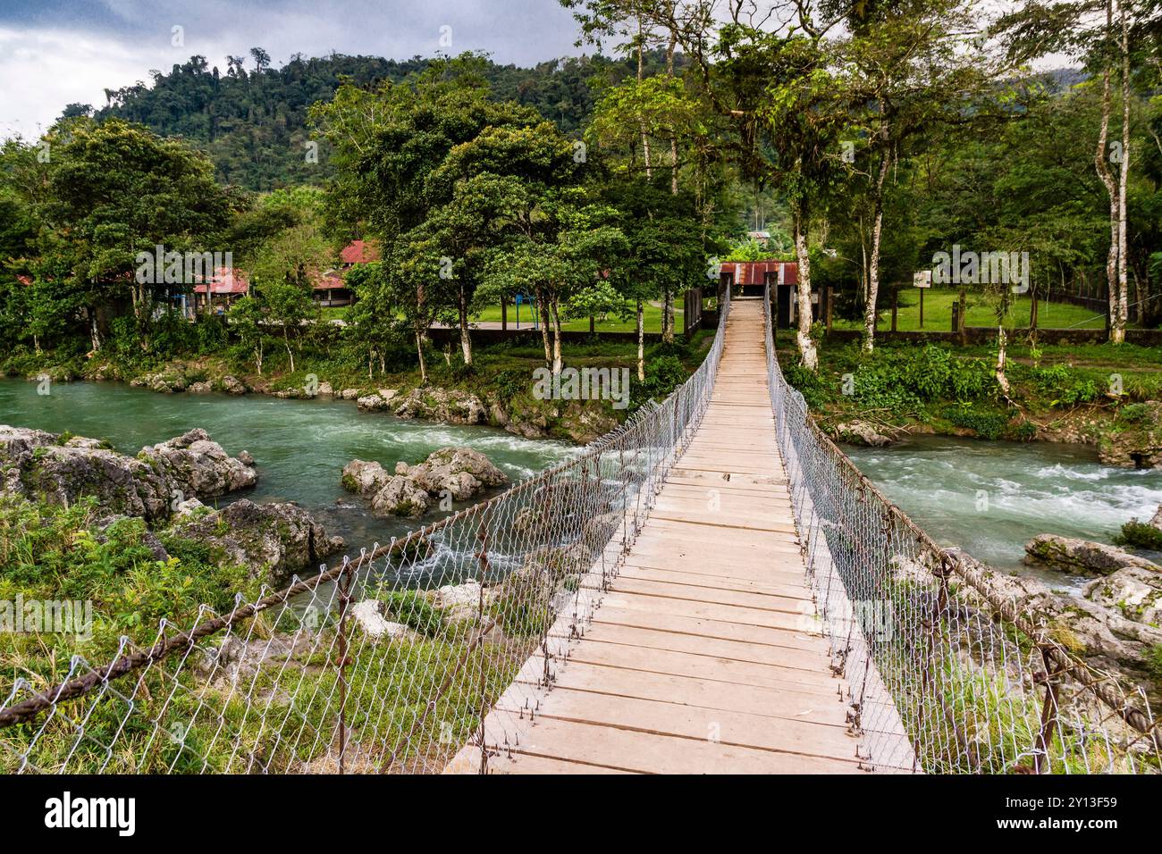bridge over the river Cuatro Chorros,. Lancetillo, La Parroquia, Reyna ...