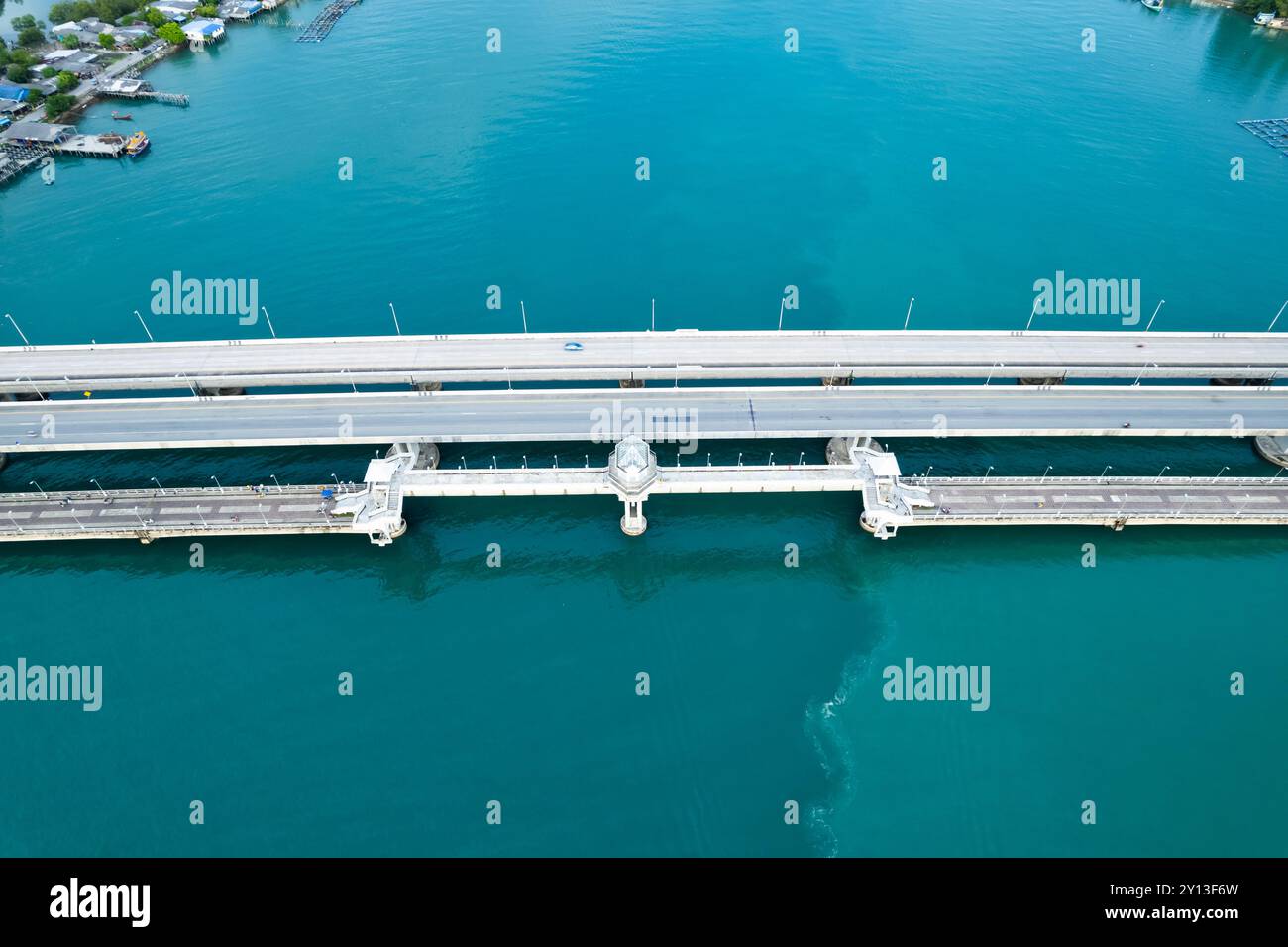 Aerial view of Sarasin bridge road transportation background concept ...
