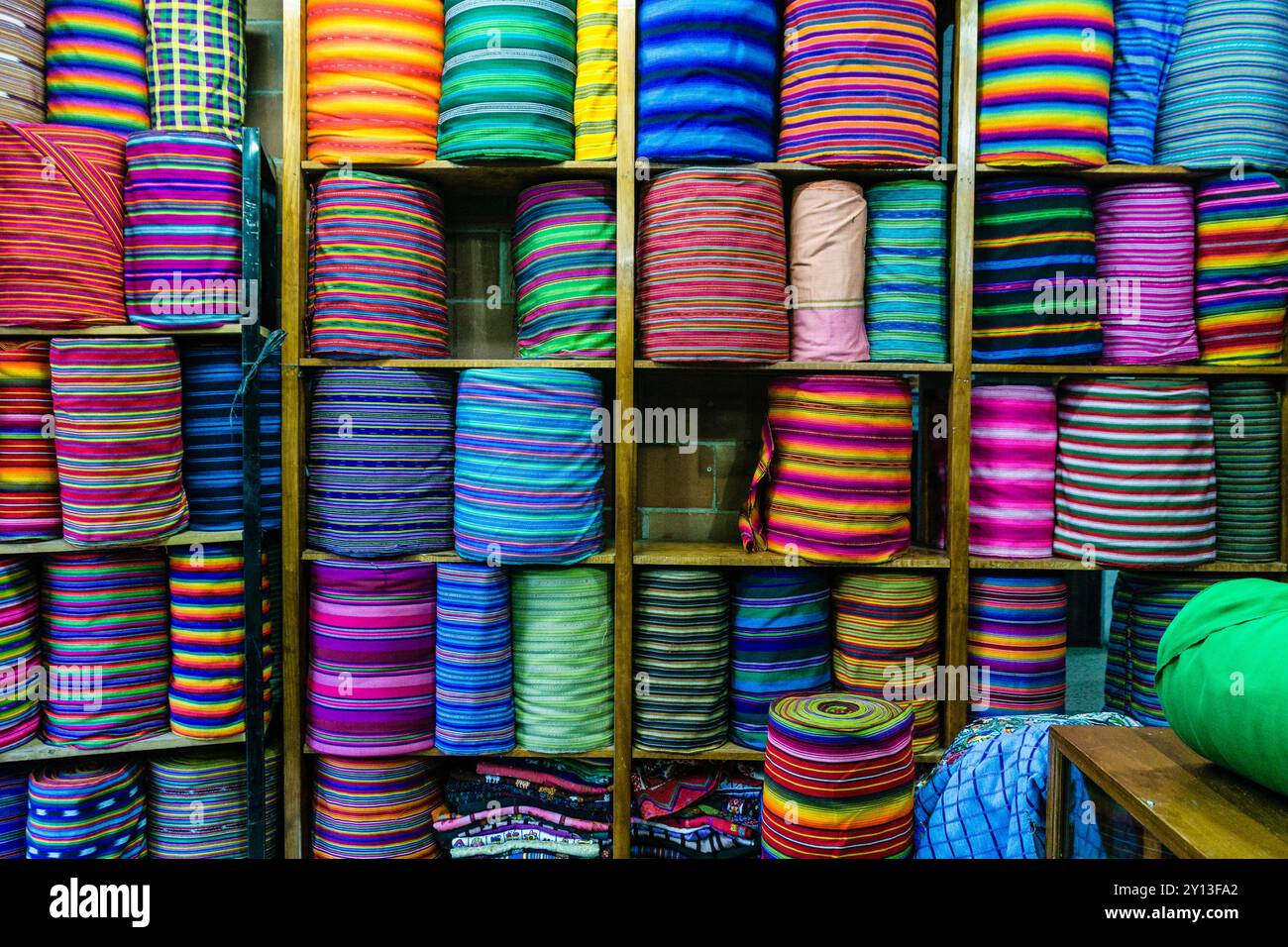 typical colored fabrics, Chichicastenango, municipality of the ...