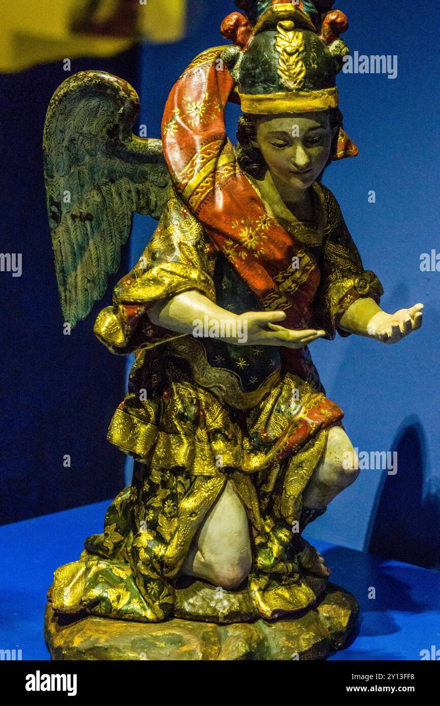 Archangel Saint Gabriel, wood carving, upholstered, incarnated and ...