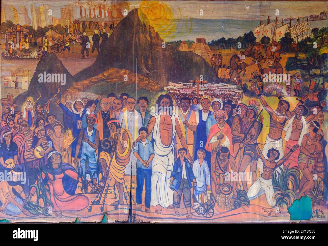 Jesus Christ and the Mayan People, mural painting, cloister of the ...