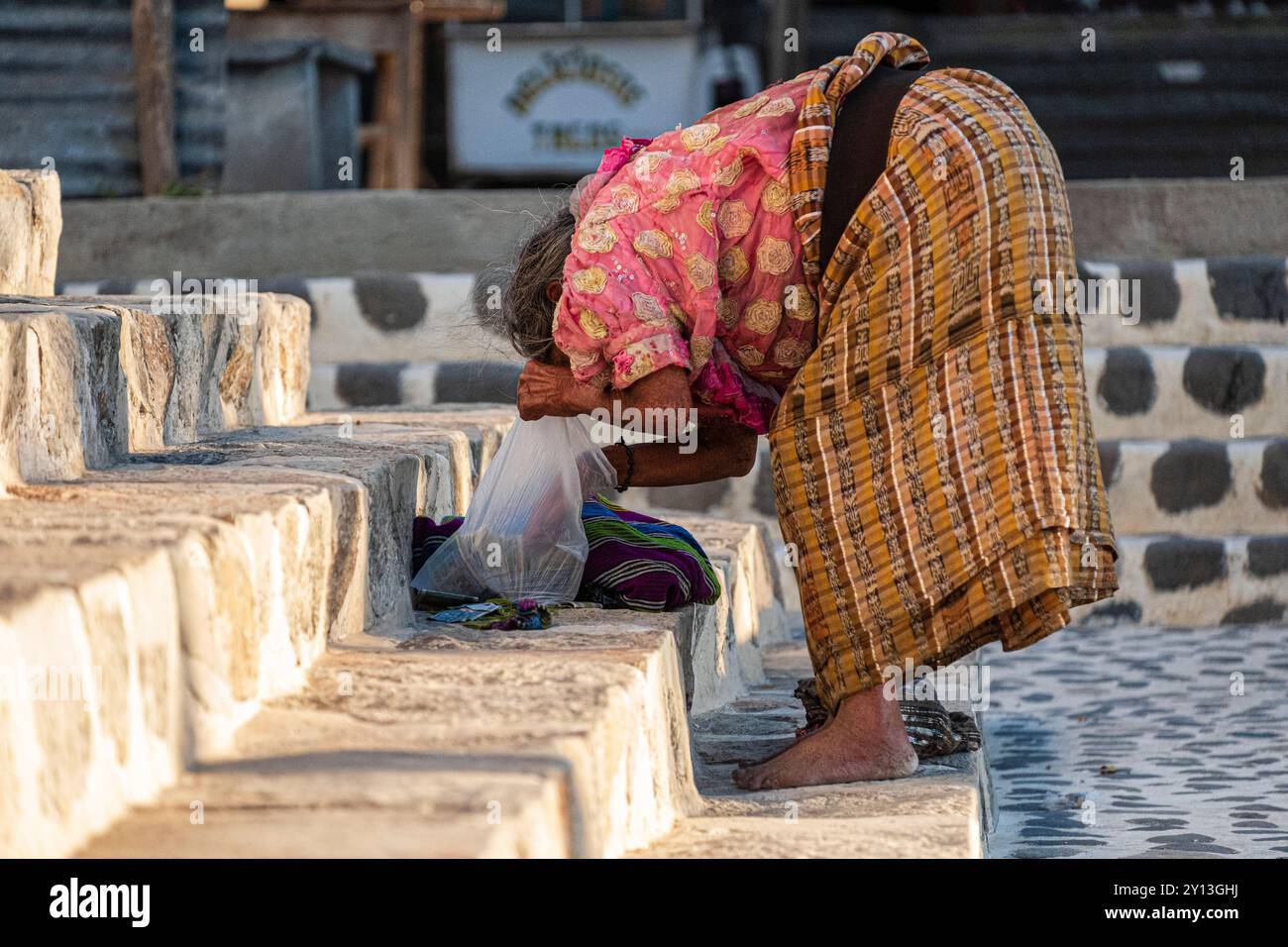 Woman carrying Mayan offerings, Colonial Catholic Church, San Bartolomé ...